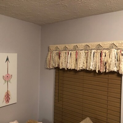 Custom Romantic High Quality Ivory Lace Pink Lace Valance Hand Crochet ...