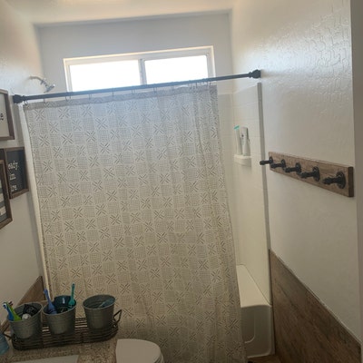 Custom Rustic Wood Towel Robe Coat Rack Bar With Industrial Pipe Hooks ...