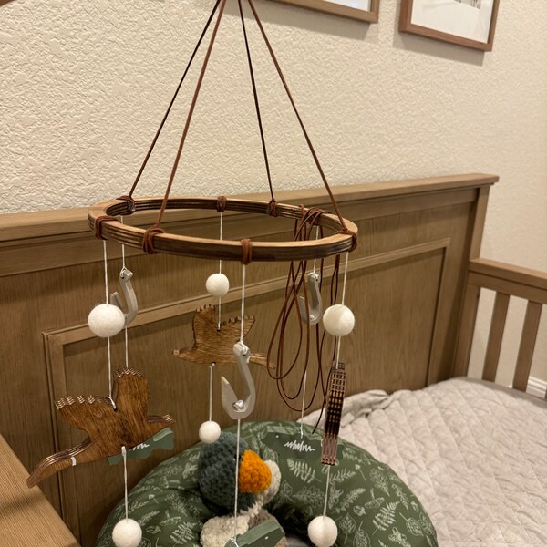 Duck and Bass Wooden Crib Mobile: Fishing Nursery Decor - Etsy