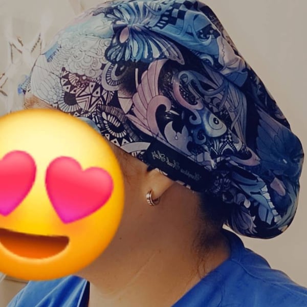 Scrub Surgical Modern Floral Rows Cap Medical Hat With Style, Bow ...