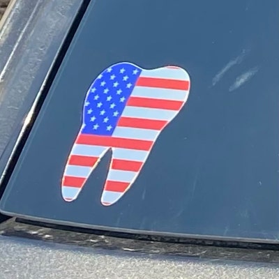 Holographic Tooth American Flag, UV Resistant, Waterproof, Tooth Dental ...
