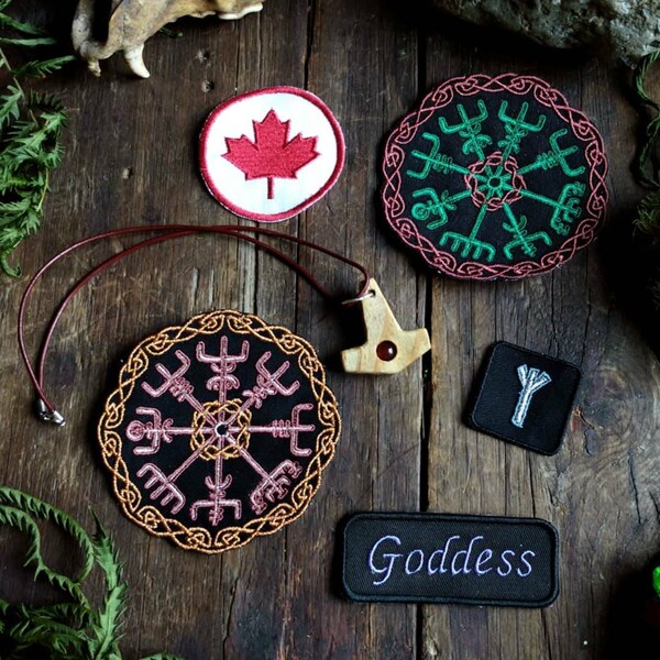 Dwarven Metallic Vegvisir Norse Compass Viking Sailing Patch Biker ...