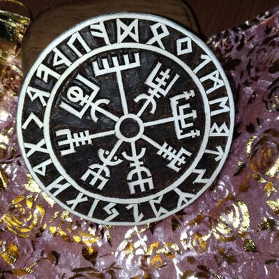 Viking Compass Hand Carved Wood Stamp Printing Block for Pottery, Clay ...