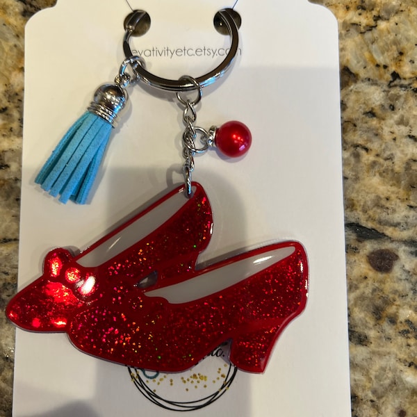 Ruby Red Slippers Keychain • Wizard of Oz Dorothy Gingham Glitter ...
