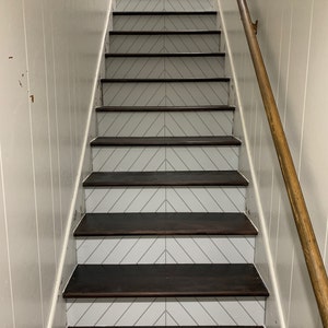 White Beadboard Shiplap Stair Riser Stickers , Window Sill 7 Inch X 36 ...