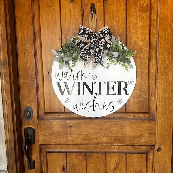 Winter Front Door Decor | Warm Winter Wishes | Winter Front Door Wreath ...