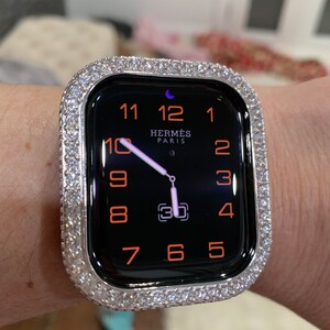 Custom Apple Watch Cover Silver Lab Diamond Bezel, Metal Apple Watch ...