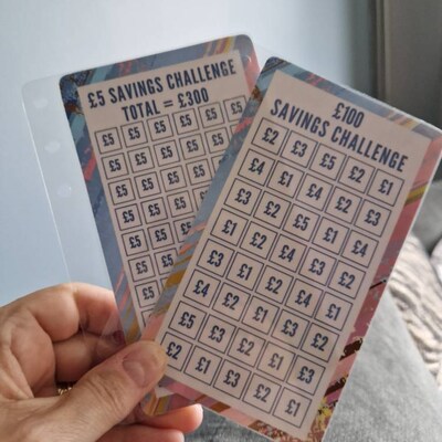 One Pound Savings Challenge Wallet Insert Tracker Pastel - Etsy