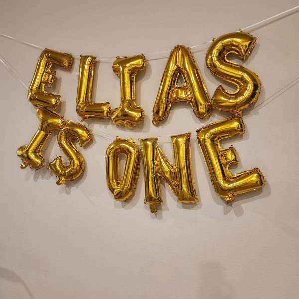 Custom Letter Balloon Banner - 16" Letter & Number Foil Mylar Balloons ...
