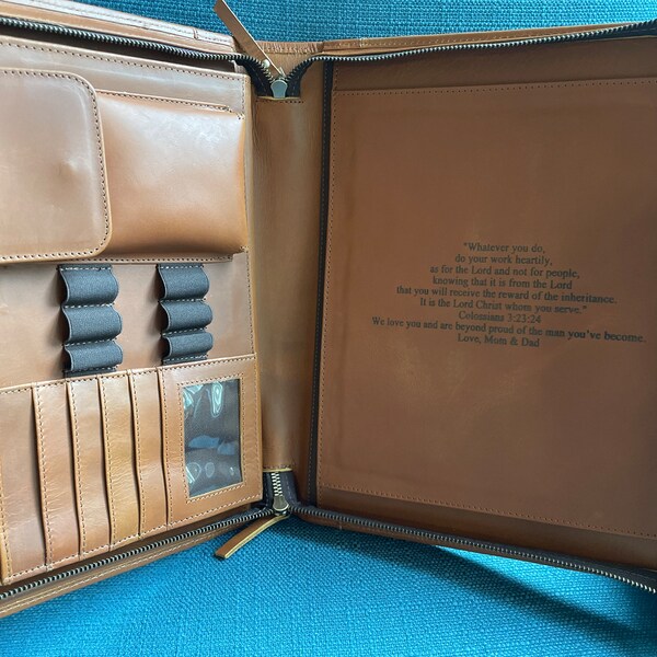 One of a Kind Engraved Leather Portfolio With Zipper Closure for Phd ...