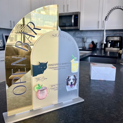 Clear and Mirror Gold Acrylic Signs Gold Wedding Table Signs Wedding ...