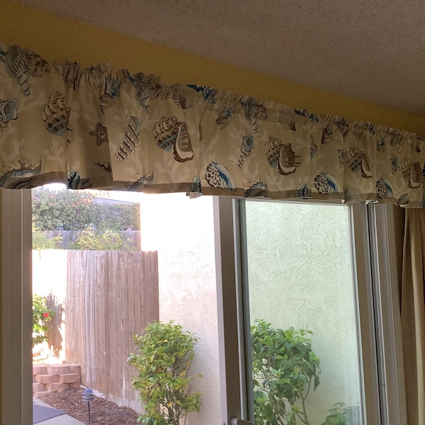 Coastal Cottage Valance With Beach Scene Print Fabric - Etsy