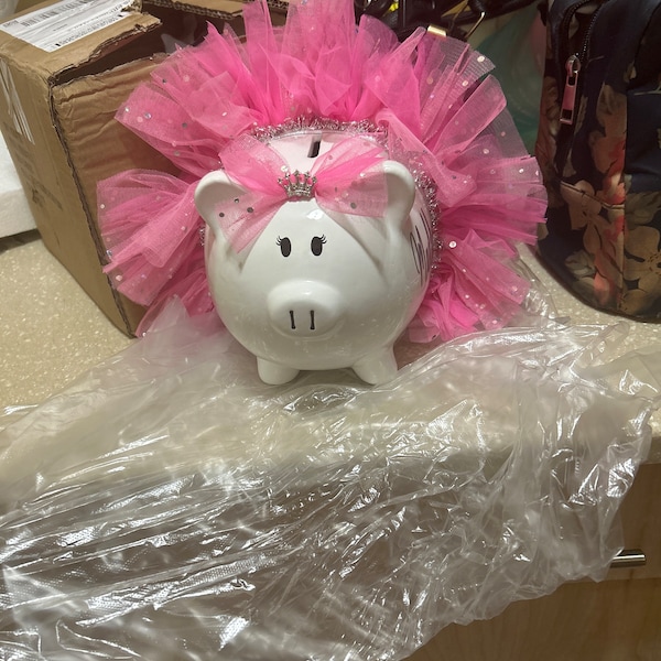 Personalized Light Pink Piggy Bank, Pink Tutu, Piggy Banks for Girls ...