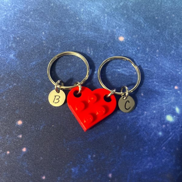 Heart Keychain Set - Made With Authentic LEGO® Bricks, INITIALS ...