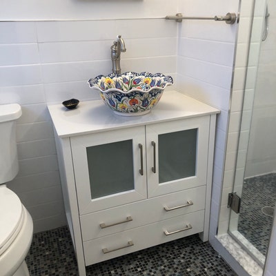 Ceramic Embossed Sink Bathroom Vessel 3D Sink Above - Etsy