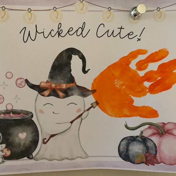 Halloween DIY Toddler Craft, Wicked Cute Handprint Art Printable, Witch ...