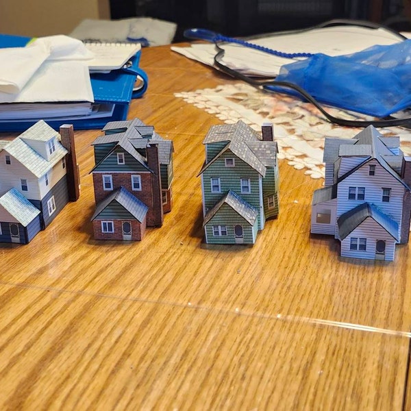 Paper Model Cardstock Buildings Downtown Apartments With Shops ...