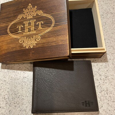 Personalized Monogrammed Engraved Genuine Leather Bifold Mens Wallet ...