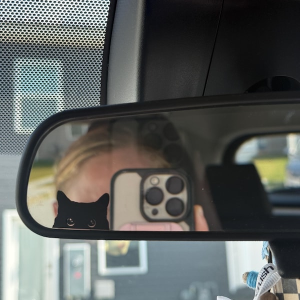 Cat Peeker Decal, Car Decal, Black Cat Peeker Sticker, Blank Button ...