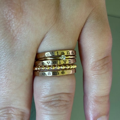 Stackable Rings Personalized Name Rings Mixed Metals Ring Set Name ...