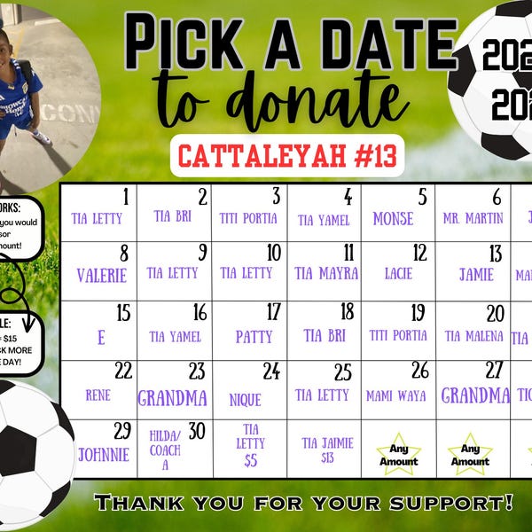 EDITABLE Cheer Fundraising Template Pick a Date Fundraiser Calendar ...