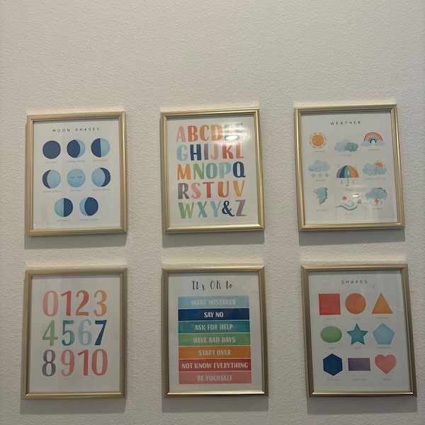 Educational Bundle, Playroom Decor Bundle, Nursery Wall Decor, Rainbow ...