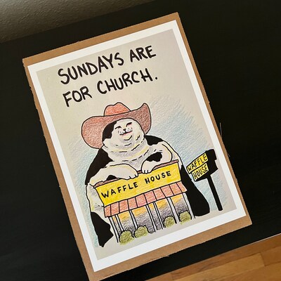 Waffle Church PRINT - Etsy