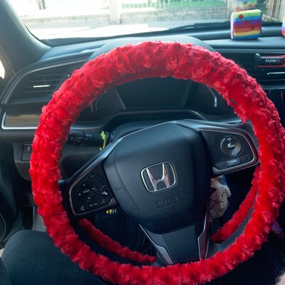 Minky Fuzzy Soft Red Rosebud Swirls Steering Wheel Cover - Etsy