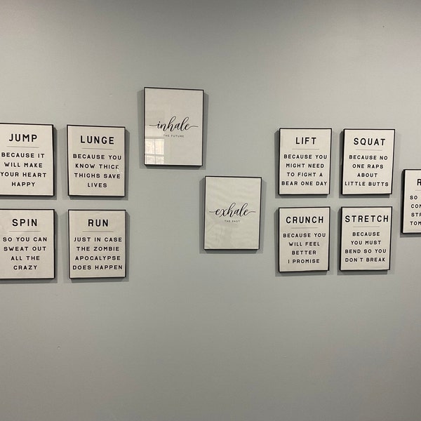 Gym Decor Set of 9 PRINTABLES Home Gym Decor Gym Wall Art Gym Poster ...