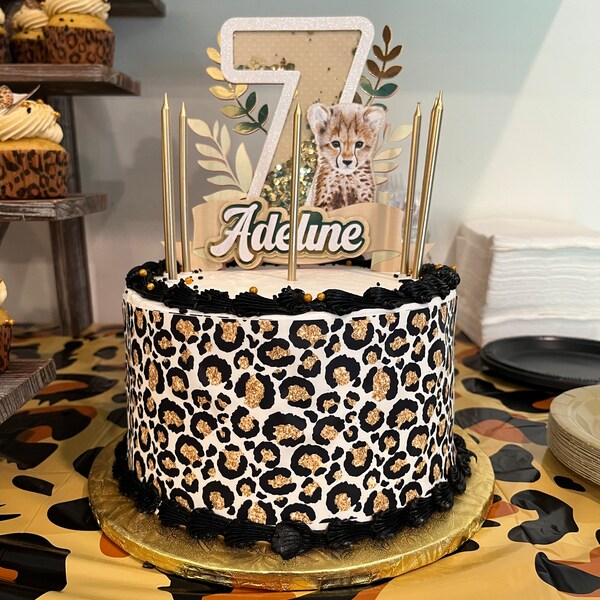Cheetah Cake Topper / Leopard Cake Topper / Elegant Cake Topper / Gold ...
