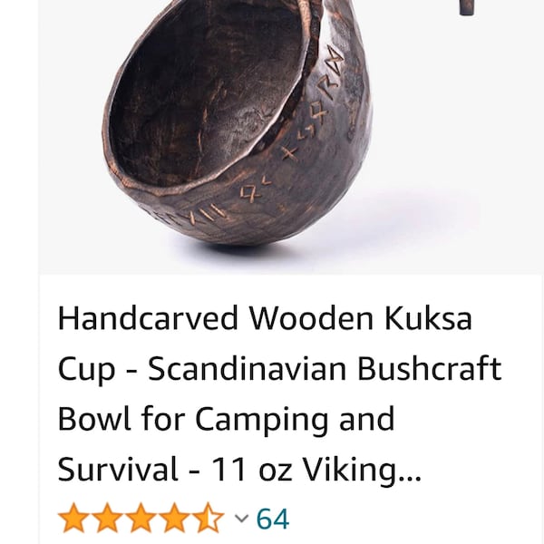 Handcarved Wooden Kuksa Cup - Scandinavian Bushcraft Bowl for Camping ...