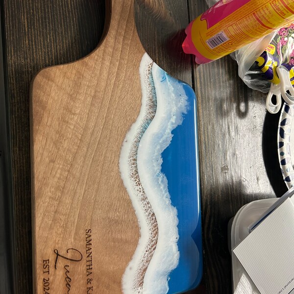 Personalized Epoxy Resin Cutting Board, Personalized Live Edge Walnut ...