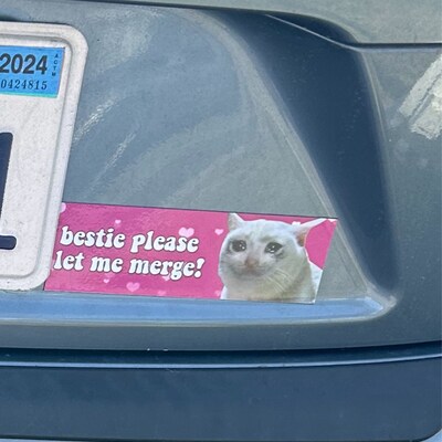 Bestie Please Let Me Merge Funny Gen Z Meme Y2K Pink Aesthetic Bumper ...