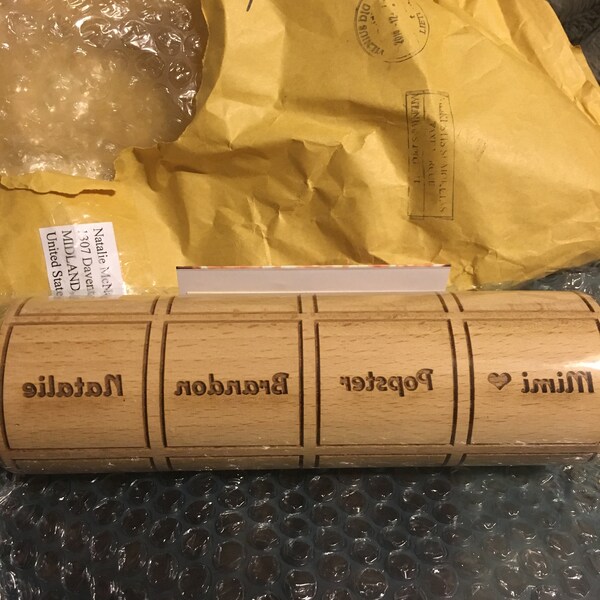 Personalized Rolling Pin With NAMES. up to 16 Names/ Words on a Rolling ...