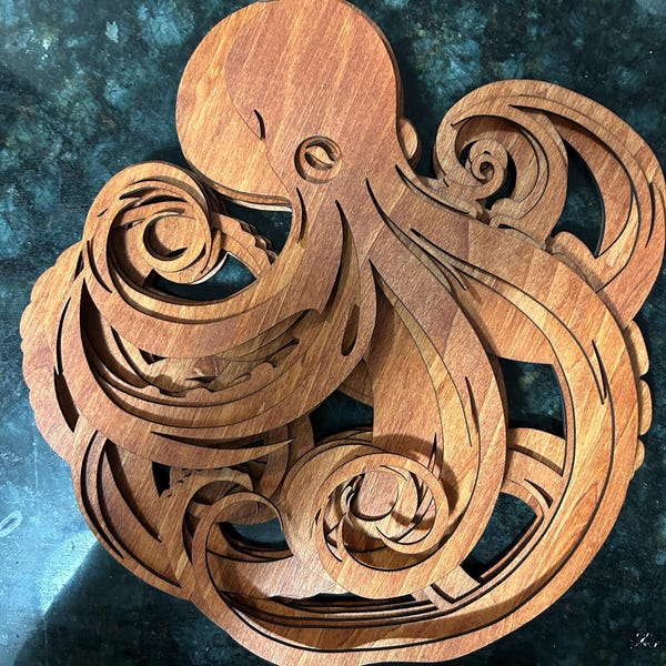 3D Layered Octopus SVG, Octopus Laser Cut File, Octopus Plywood Art Cut ...