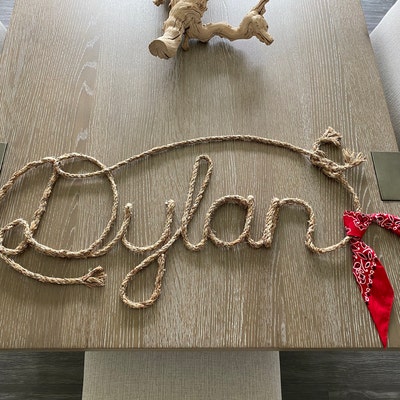 5 LETTER Rope Name Sign Western Rope Name Art WITH BANDANNA - Etsy