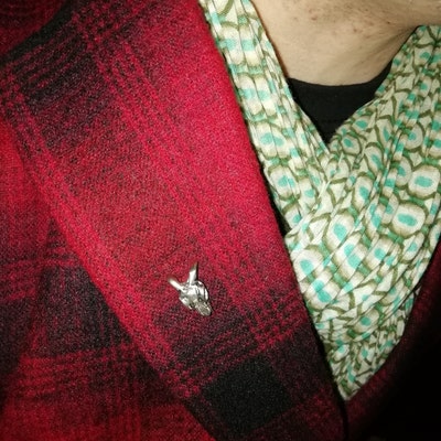 Ram Skull Ascot Stick Pin Solid 925 Sterling Silver Oxidised Hand ...