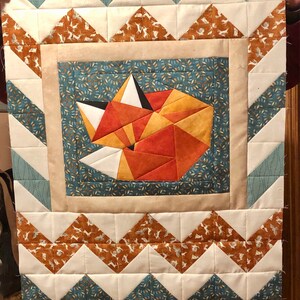 Sleeping Fox Paper Piecing Pattern 16 X 16 Quilt Block Digital PDF - Etsy