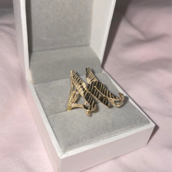 10k Solid Gold Cursive Initial Letter Monogram Ring (large 28.8mm) / Diamond Cut Alphabet ...