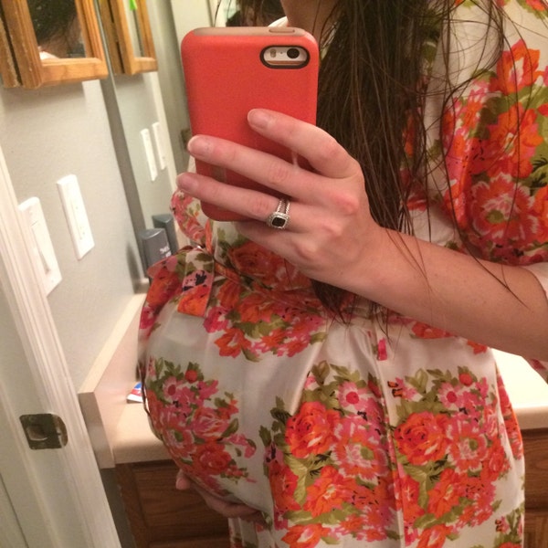 Mint Silk Floral Posy Maternity Hospital Gown | Delivery Robe, Perfect ...