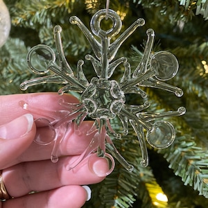 Handmade Clear Glass Snowflake Ornament Straight Tip Design - Etsy