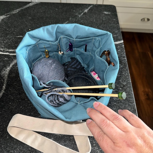 Gift for Knitters! Organic Canvas Knitting Bag/organizer With Numerous ...