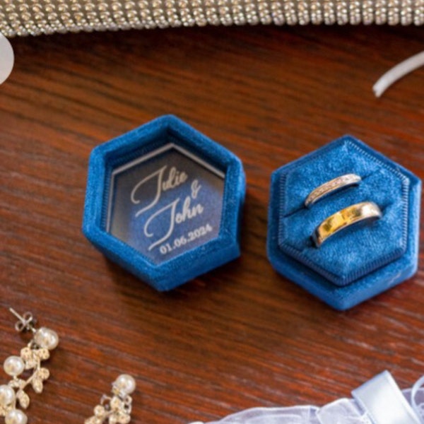 Personalized Velvet Ring Box, Wedding Ring Box, Engagement Ring Box ...