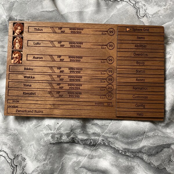 Custom Wooden Final Fantasy X Menu Screen With Characters You Can Pick ...