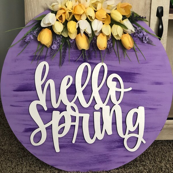 Wooden Hello Spring- Unfinished Wood Words-!!!! DIY Projects - Door ...