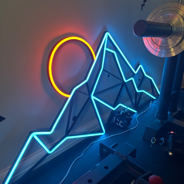Mountain Neon Wall Art Landscape Neon Sign Neon Art, Mountain Art Light ...