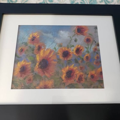 Pastel Painting / Yellow Flower Landscape / 11 X 14/ Susan Jenkins - Etsy