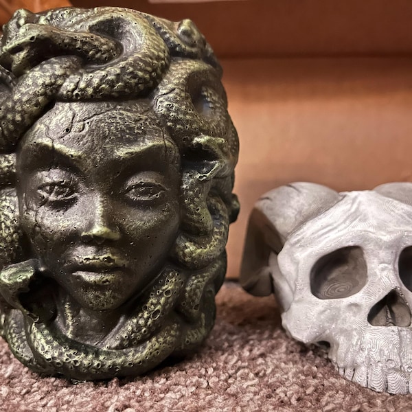 Hand-painted Concrete Medusa Head Planter | Small Greek Mythology ...