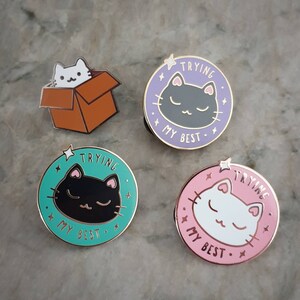 Box Cat Hard Enamel Pin Cute Lapel Pin Gift Stocking - Etsy