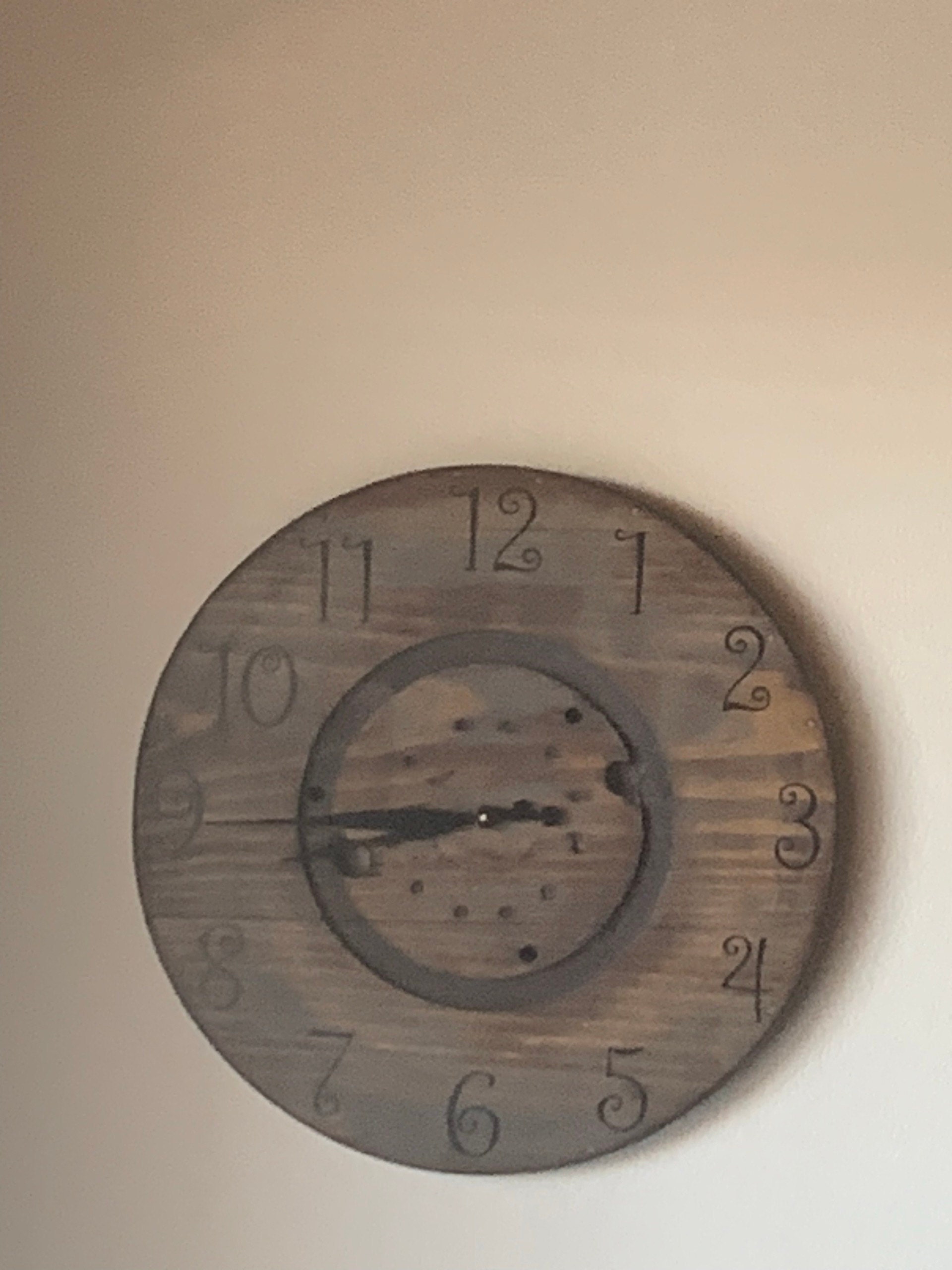 Farmhouse Wood Spool Wall Clock - 20 to 36 IN Round Wooden Clock ...